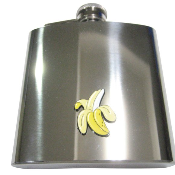 Kiola Designs | Other | Yellow Toned Flat Peeled Banana Fruit 6oz Flask ...